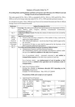 EO 77: Travel Allowances for Officials | PDF | Government | Social ...