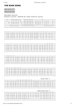 The Rain Song Guitar Tab Guide | PDF | Guitars | Irish Musical Instruments