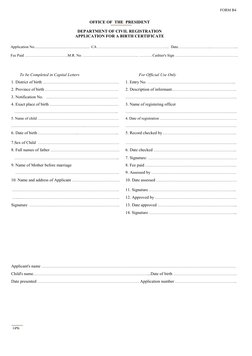Birth Certificate Application Form B4 | PDF | Government And Personhood ...