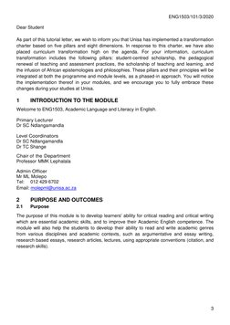 ENG1503 Tutorial Letter Overview | PDF | Educational Assessment | Literacy