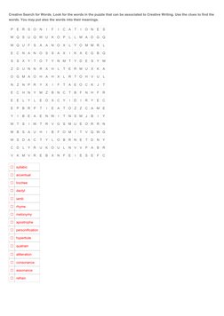 Creative Writing Word Puzzle | PDF | Language Arts & Discipline ...