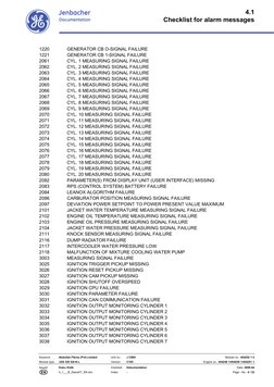 Jenbacher Alarm Message Checklist | PDF | Electric Generator | Ignition ...