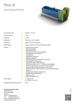 Schunk Ultrasonic Welding Systems Minic-III: Sonosystems ® | PDF