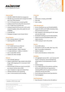 Raisecom - RAX700 Series Datasheet | PDF | Network Switch | Ethernet
