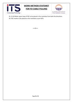 Method Statement For FO Cable Pulling | PDF | Equipment | Manufactured Goods