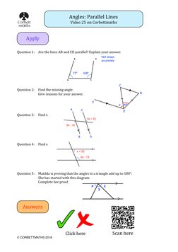 Corbett Maths Angles Parallel Lines | PDF | Angle | Elementary Geometry