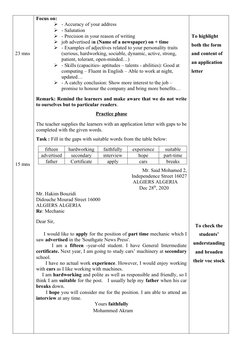 Application Letter Lesson Plan Example | PDF | Lesson Plan | Teaching