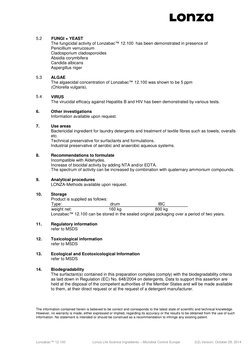 Lonzabac™ 12.100: Product Information | PDF | Amine | Solution