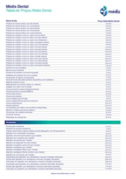 Tabela de Preços Médis Dental 2022 | PDF | Dente | Odontologia