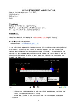 Coulomb's Law PhET Lab Guide | PDF | Electric Charge | Electrostatics