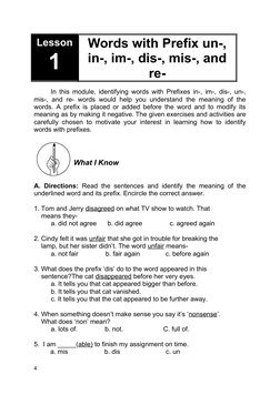 English4 - q4 - Mod6 - Prefixes Un-, In-, Im-, Dis-, Mis-, Re, Suffix ...