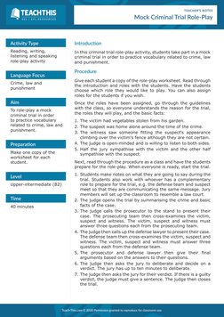 Mock Criminal Trial Role-Play Activity | PDF | Witness | Trials