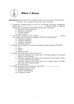 Quarter 1 - Module 1: To Computer Programming: (Special Science Class ...