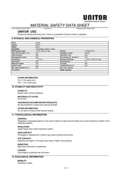 Unitor USC Natural Hand Cleaner MSDS | PDF | Firefighting | Personal ...
