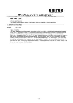 Unitor USC Natural Hand Cleaner MSDS | PDF | Firefighting | Personal ...