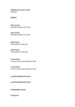 TLC Stain Recipes and Techniques | PDF | Staining | Alkene