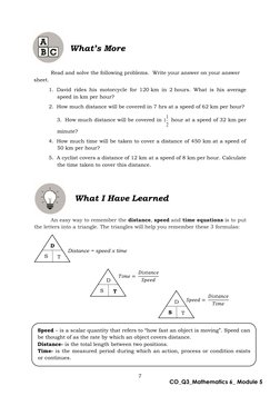 Math 6 - Q3 - Mod5 - CalculatingSpeedDistanceAndTime - V.3 | PDF