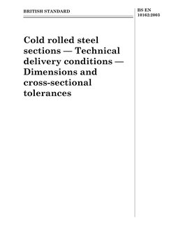 BS EN 10162 2003 Cold Rolled Steel Sections Technical Delivery ...