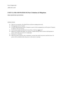 APES Unit 5: Land and Water Use FRQs | PDF | Agriculture | Genetically ...