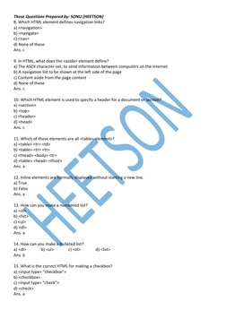 HTML MCQs with Answers for Exams | PDF | Html | Html Element