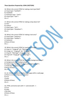 HTML MCQs with Answers for Exams | PDF | Html | Html Element