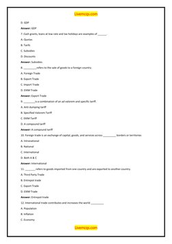 International Trade MCQs with Answers | PDF | Tariff | World Trade ...