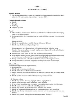 Form 2 Geography Notes: Weather & Climate | PDF | Weathering | Rock ...