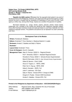 TLE 6 - INDUSTRIAL ARTS Module 1 | PDF | Engraving | Etching