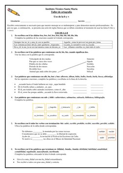 Taller de ortografía: Uso de B y V | PDF | Cocina | Alimentos