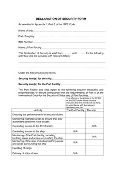 Declaration of Security for Ships | PDF
