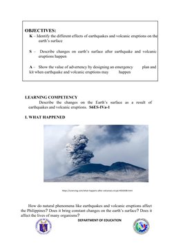 Science 6 Q4 Module 1 | PDF | Volcano | Earthquakes
