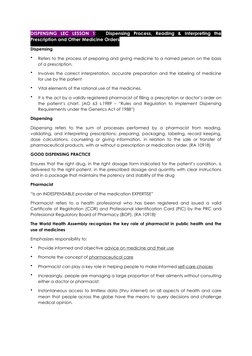 Pharmacy Dispensing Process Overview | PDF | Pharmacy | Prescription Drugs