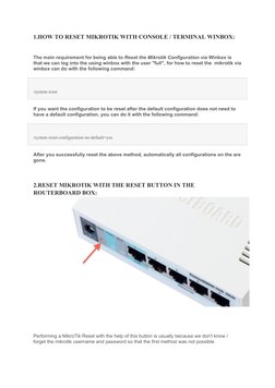 Resetting MikroTik Routers: Methods Explained | PDF | Computer Hardware ...
