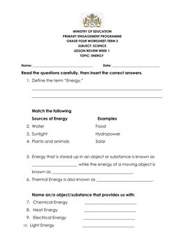Grade 4 Energy Science Worksheets | PDF | Heat | Insulator (Electricity)