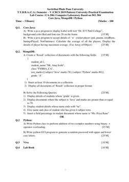 TYBBA (CA) Sem V Practical Slips | PDF