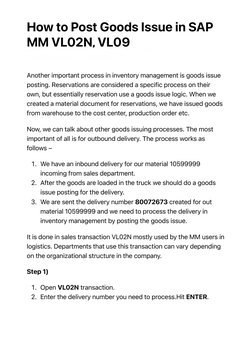Post Goods Issue in SAP VL02N Guide | PDF | Logistics | Business ...