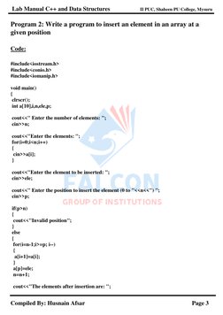 C++ Lab Manual for II PUC Students | PDF | C++ | Pointer (Computer Programming)