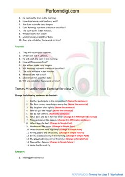 Class 7 Tenses Worksheet with Answers | PDF | Grammatical Tense ...