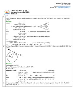 Class 10 Circles Important Questions | PDF | Circle | Triangle