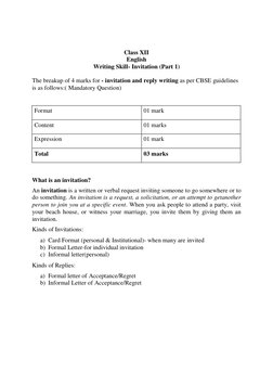 Invitation Writing Guide for Class 12 | PDF