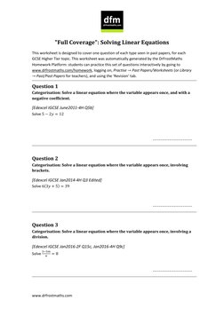 GCSE Linear Equations Practice Worksheet | PDF | Equations | Area