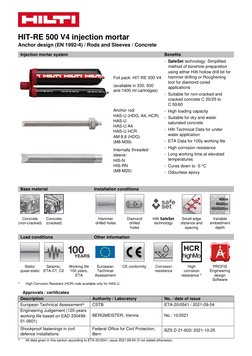 Hilti HIT-RE 500 V4 Injection Mortar Guide | PDF | Screw | Applied And ...
