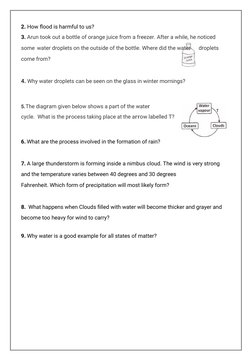 Grade 3 Water Cycle Worksheet | PDF | Water | Rain