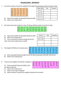 Grouped Data Worksheet Examples | PDF | Metrology