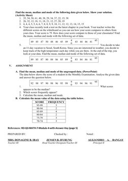 Grade 7 Lesson Plan: Central Tendency | PDF | Mean | Mode (Statistics)