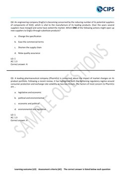 L4M6 CIPS Sample Exam Questions | PDF | Procurement | Supply Chain