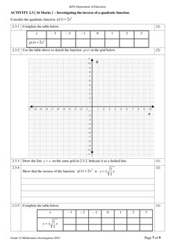 Grade 12 Functions and Inverses Investigation | PDF | Function ...