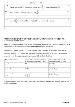 Grade 12 Functions and Inverses Investigation | PDF | Function ...