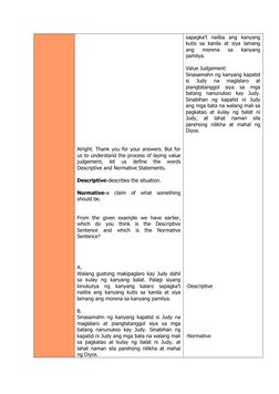Value Judgement on Critical Issues Lesson | PDF | Learning | English ...