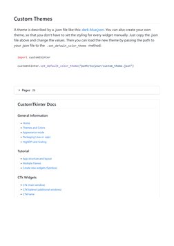 CustomTkinter Official Documentation | PDF | Class (Computer ...